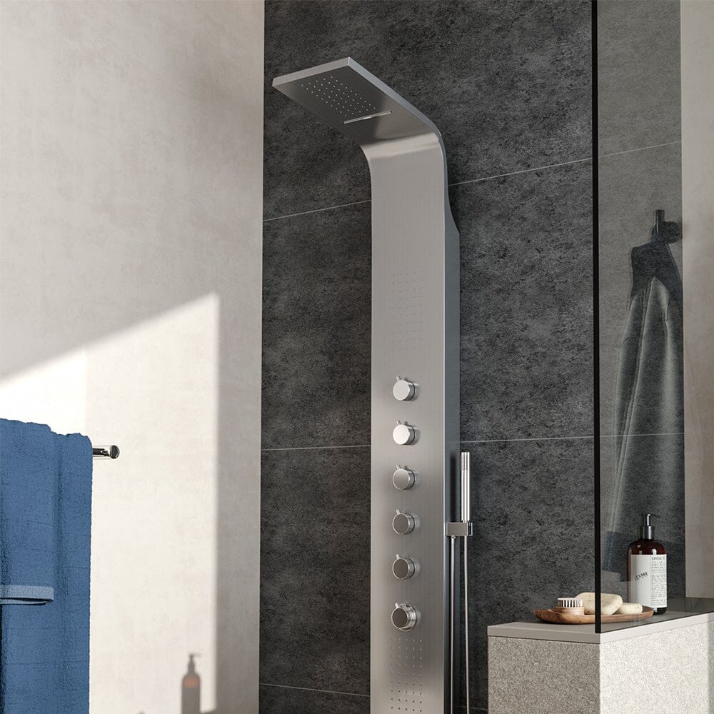 Bathroom Silver Stainless Steel Shower Tower Panel – Living and Home