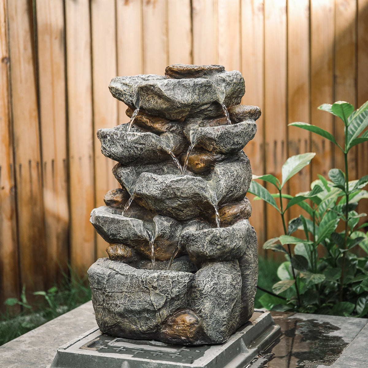 49CM Height Garden Cascading Waterfall Tiered Water Fountain Pump ...