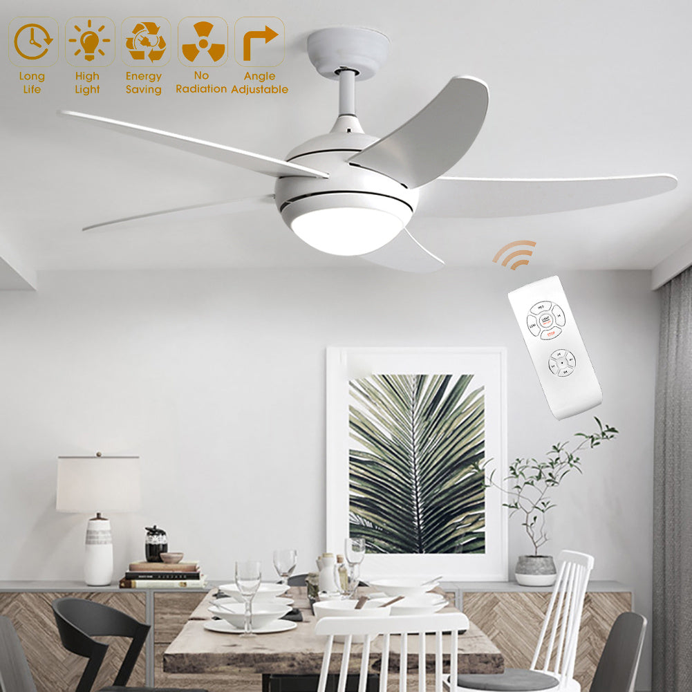 52 inch Reversible Ceiling Fan W/Light Remote Control 3/5 Blades 5 Spe ...