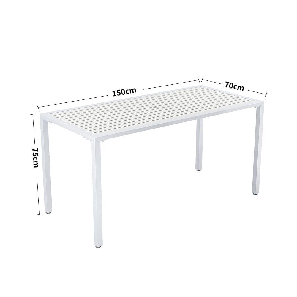 120cm Wide Rectangular Outdoor Dining Table with Parasol Hole – Living ...
