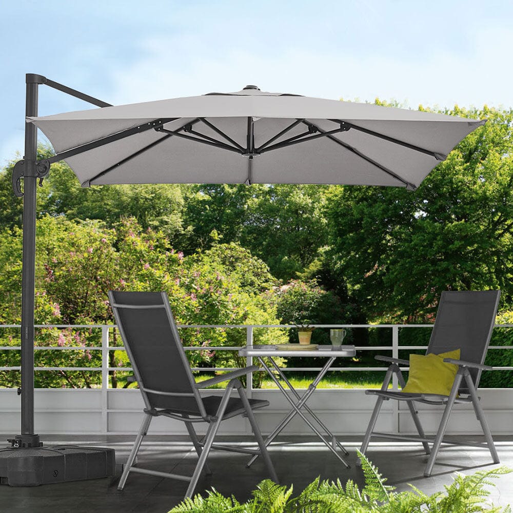 Grey 2.5m Cantilever Parasol with Base for Garden – Living and Home