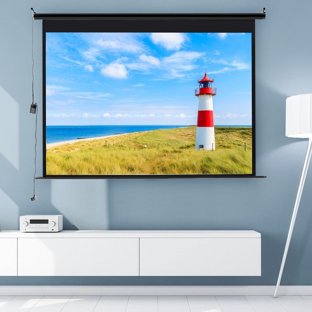S/M/L Electric Projector Screen with Remote control – Living and Home
