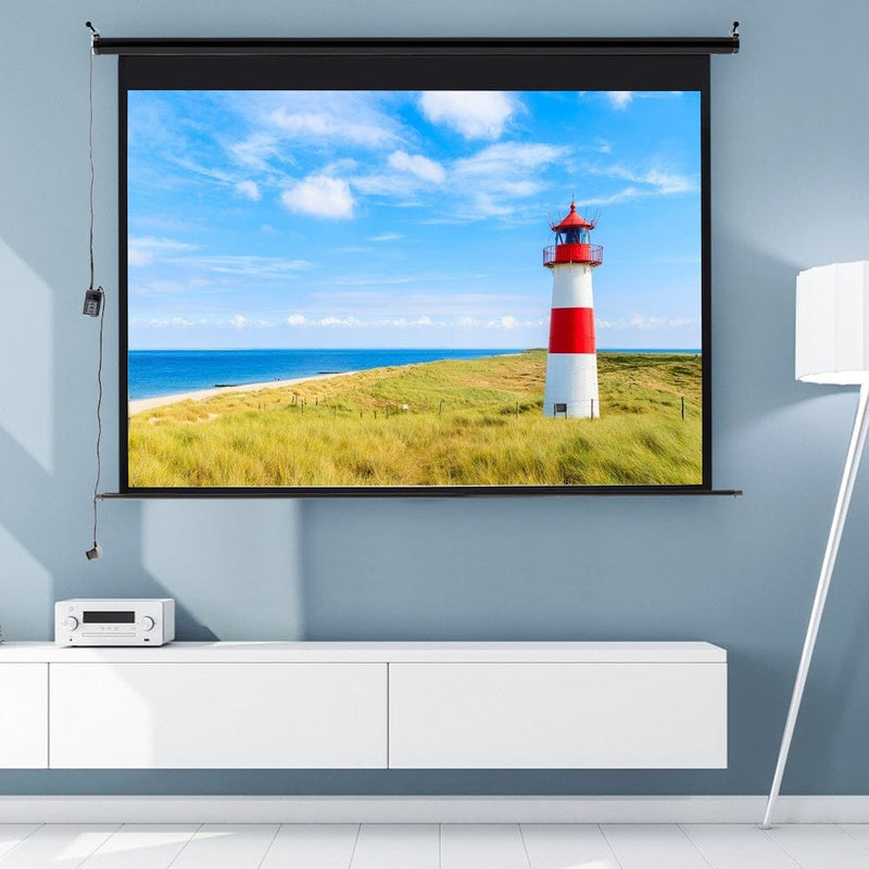 S/M/L Electric Projector Screen with Remote control – Living and Home
