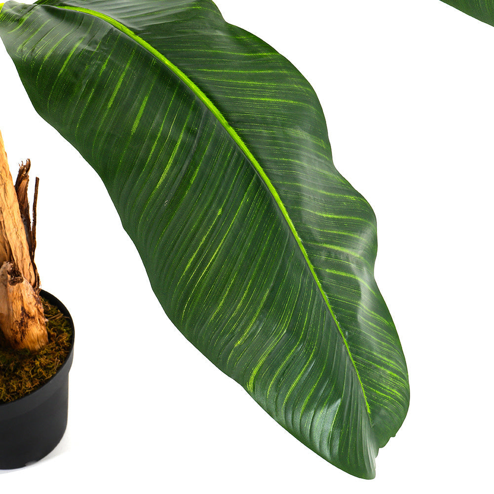 180cm H Lifelike Banana Artificial Tree 3 Trunk in Black Planter ...