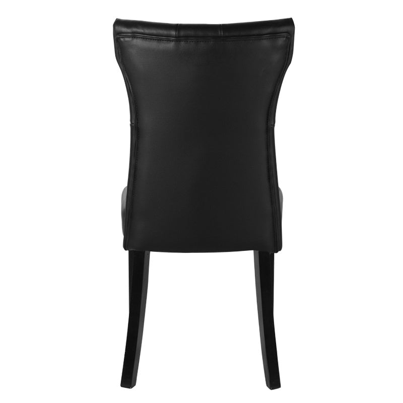 92cm Height Set of 2 Faux Leather Dining Chairs Buttoned High Back Sid ...