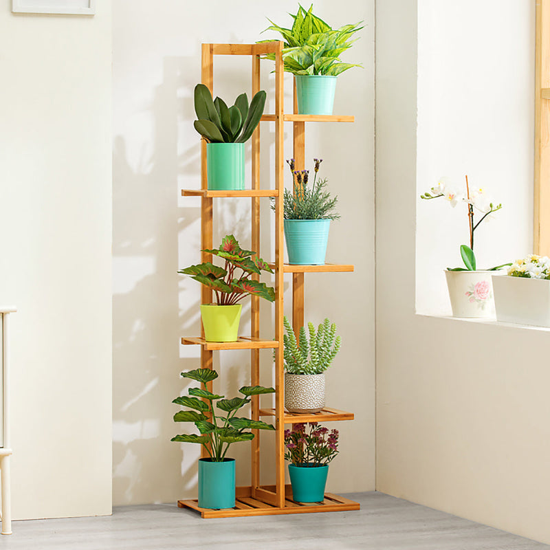 6 Tier Flower Stand Plant Pot Display Ladder Shelves Bamboo Shelf Stor ...