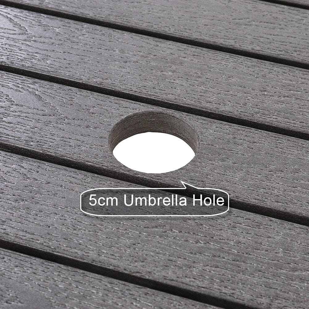 80/120/150cm Wide Rectangular Outdoor Dining Table with Parasol Hole ...