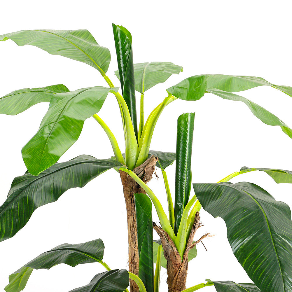 180cm H Lifelike Banana Artificial Tree 3 Trunk in Black Planter ...