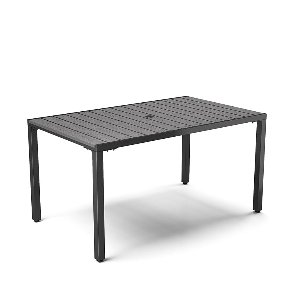 150cm Wood Effect Garden Dining Table with Parasol Hole – Living and Home