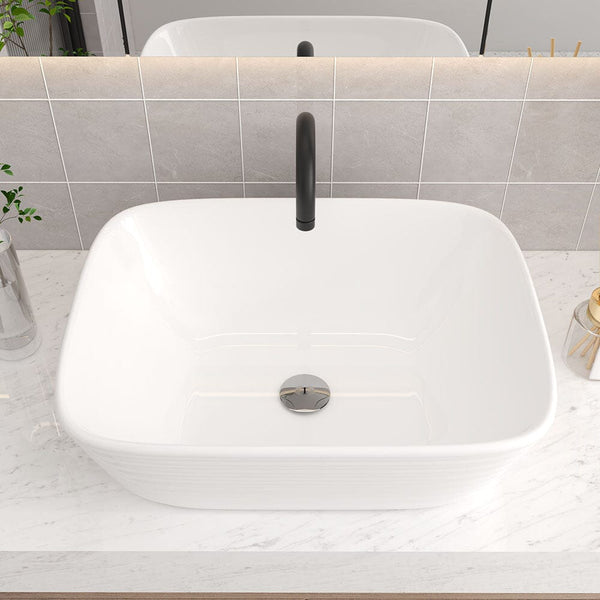 Bathroom White Square Countertop Sink – Living and Home