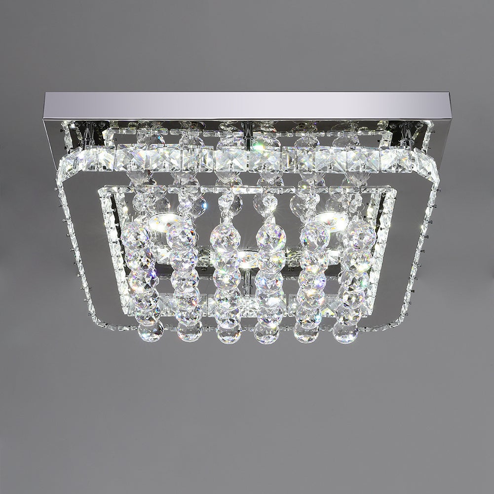 40cm W Chrome Finished Square LED Ceiling Light – Living and Home