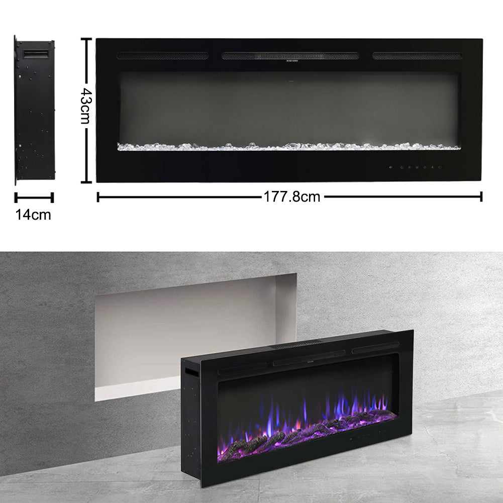 Smallbee 70/80 Inch Inset Electric Fireplace Built-In Heater with 9 Fl ...