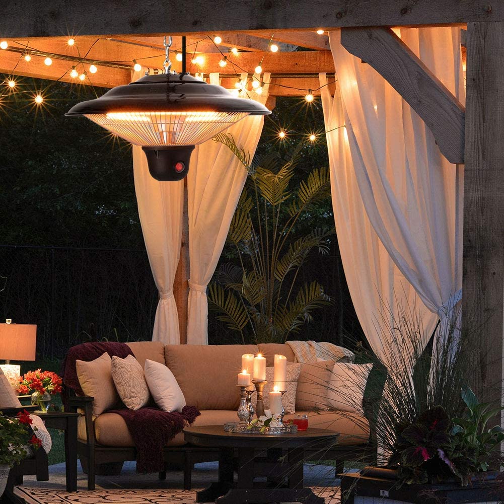 Patio Heater Ceiling Hanging Lamp 500/1000/1500W Remote Control Adjust ...