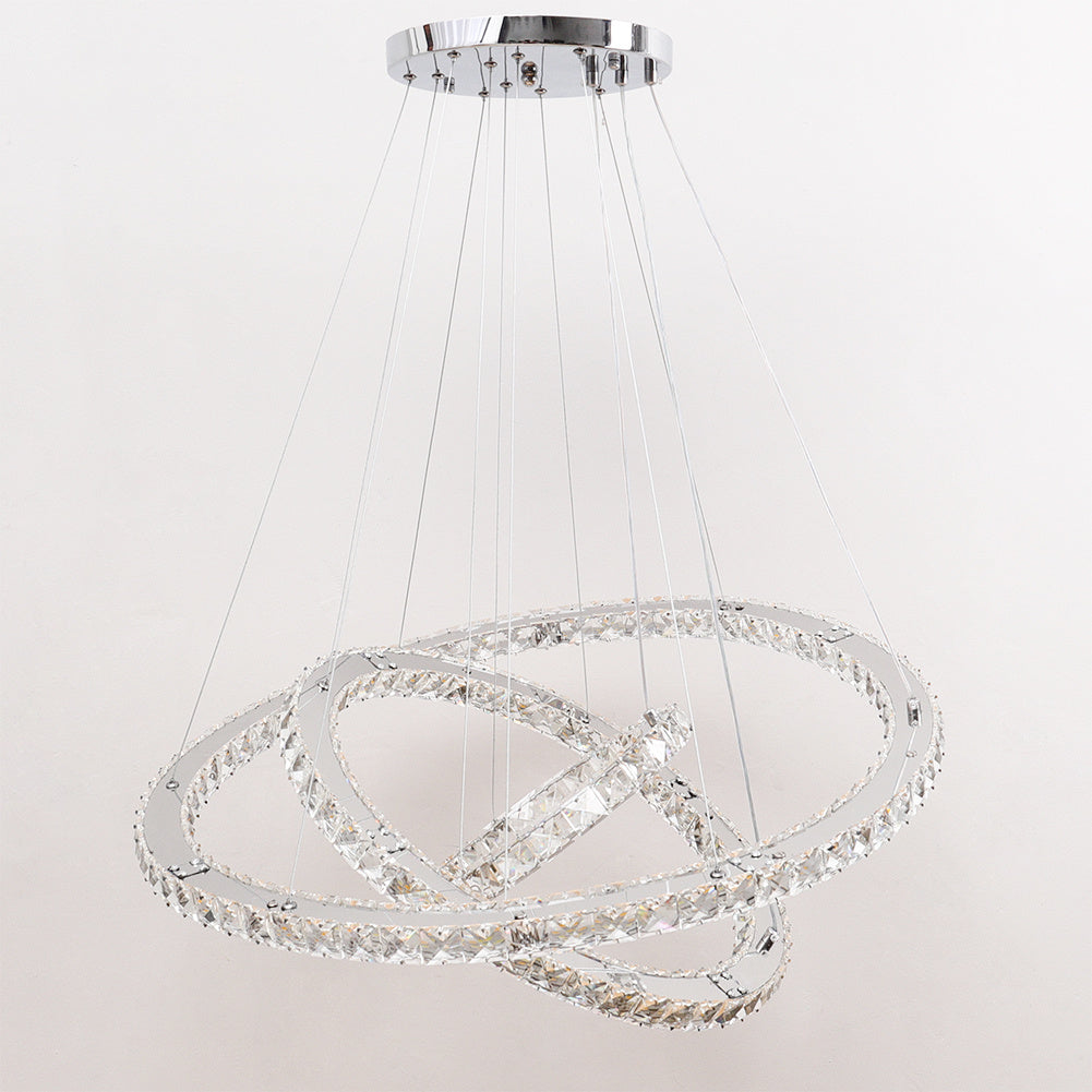 3 Rings Ceiling Light Crystal LED Chandelier Pendant Non-Dimmable ...