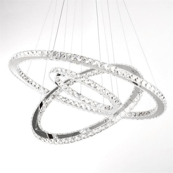 3 Rings Ceiling Light Crystal LED Chandelier Pendant Non-Dimmable ...