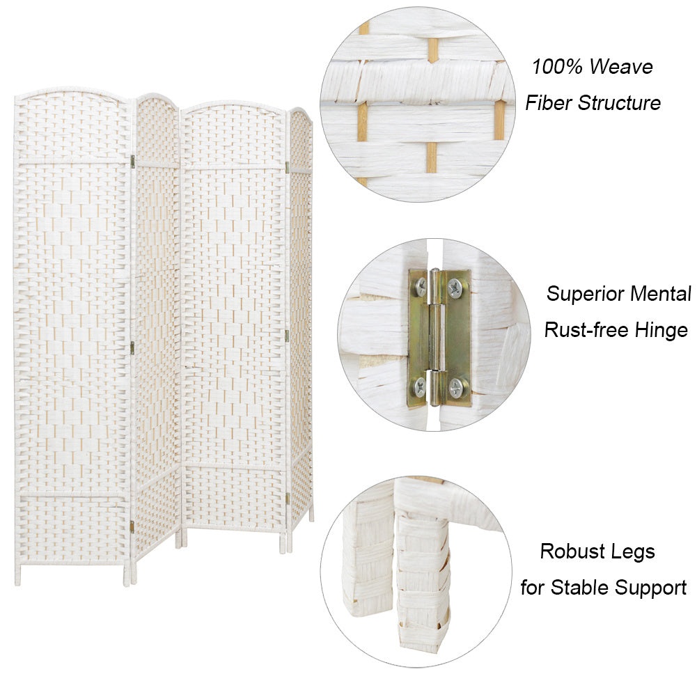 4/6 White Wooden Panels Folding Room Divider Partition Slat Privacy Sc ...