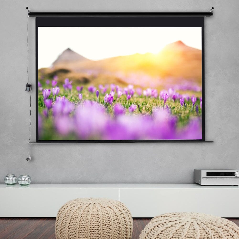 S/M/L Electric Projector Screen with Remote control – Living and Home