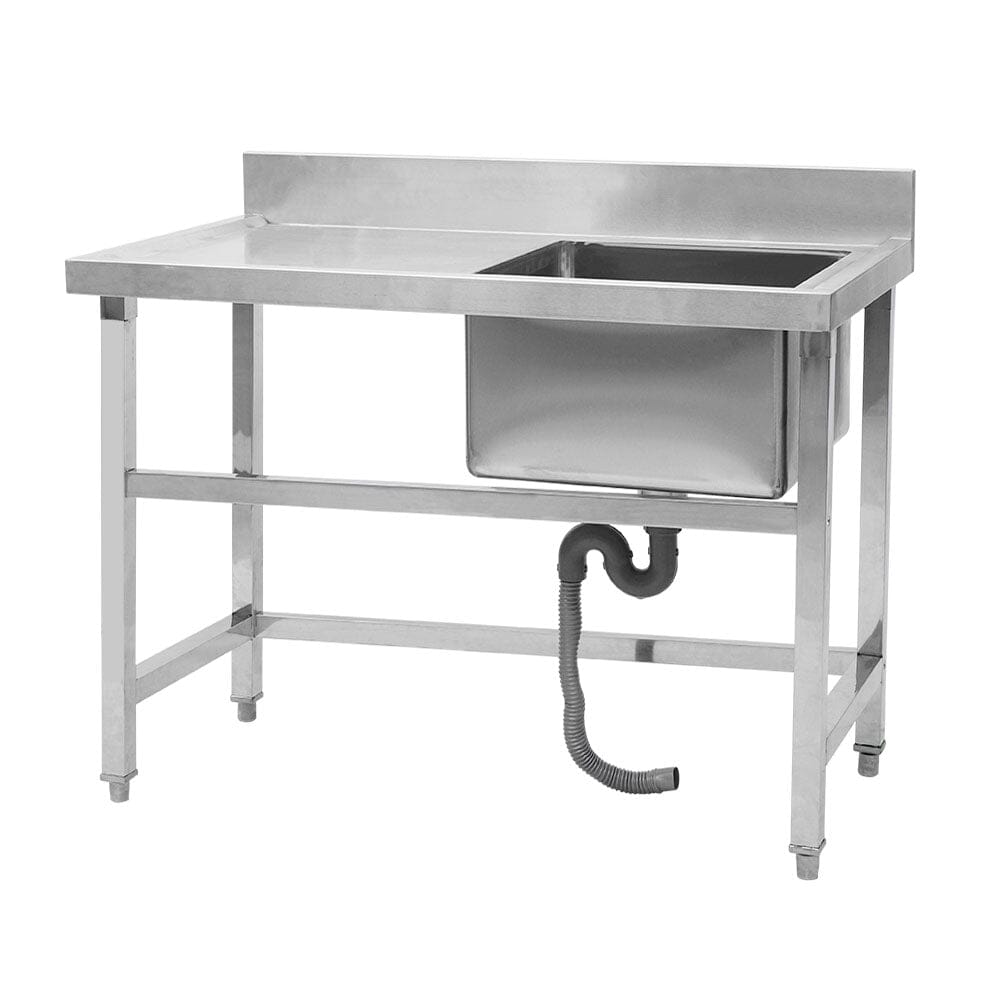 4ft W Stainless Steel Kitchen Commercial Catering Sink with 1/2 Large ...