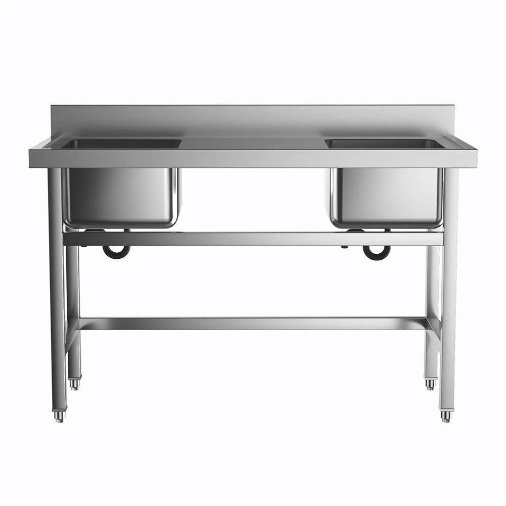 4ft Stainless Steel Kitchen Commercial 3-compartment Sink with Drainbo ...