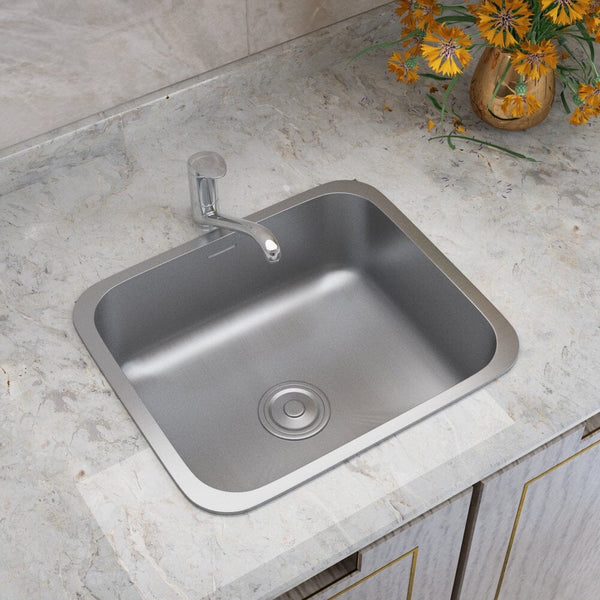 Inset Single Bowl Sink Stainless Steel Kitchen Deep Sinks Large Capaci ...