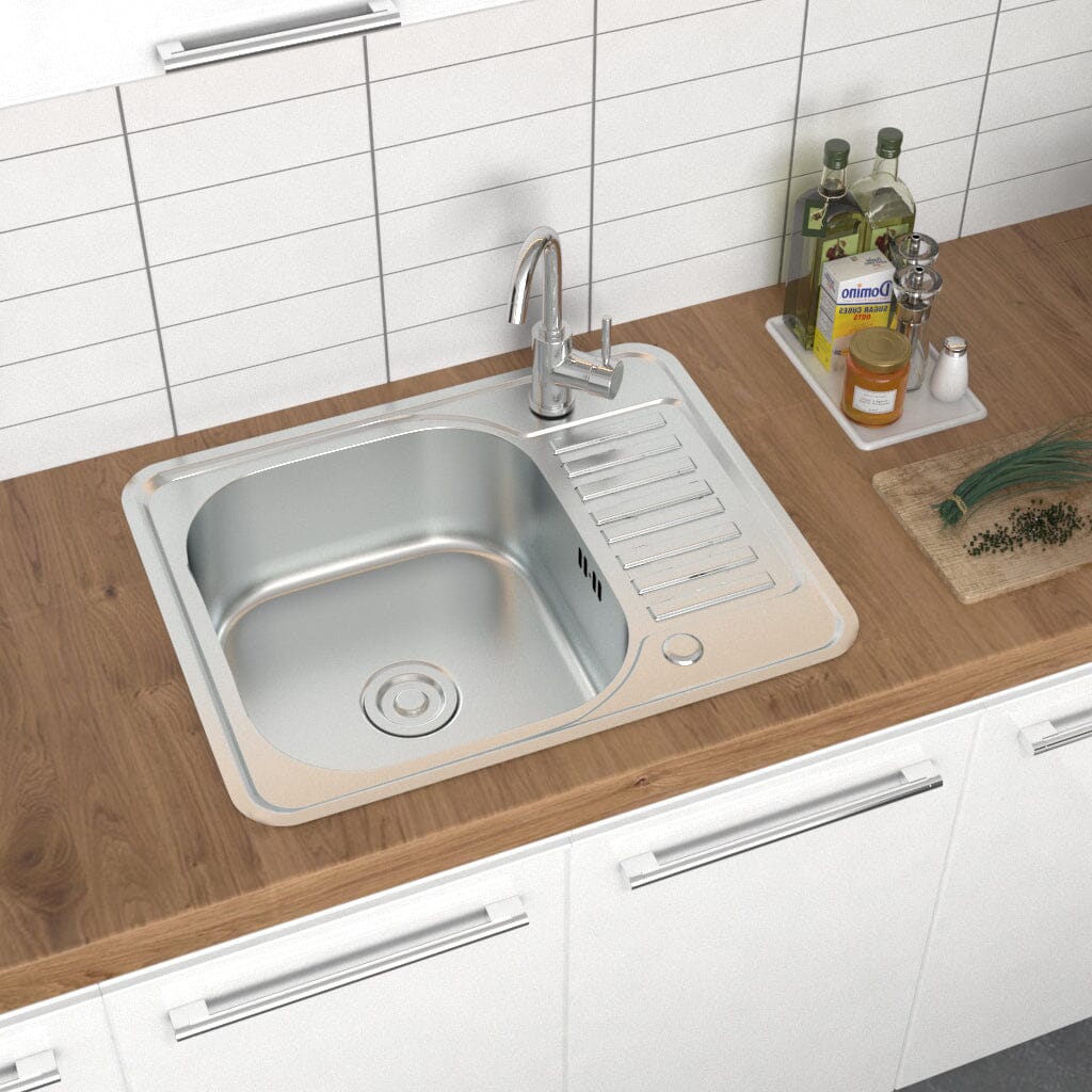 Inset Kitchen Sink Single Bowl Sink with Faucet Aperture – Living and Home