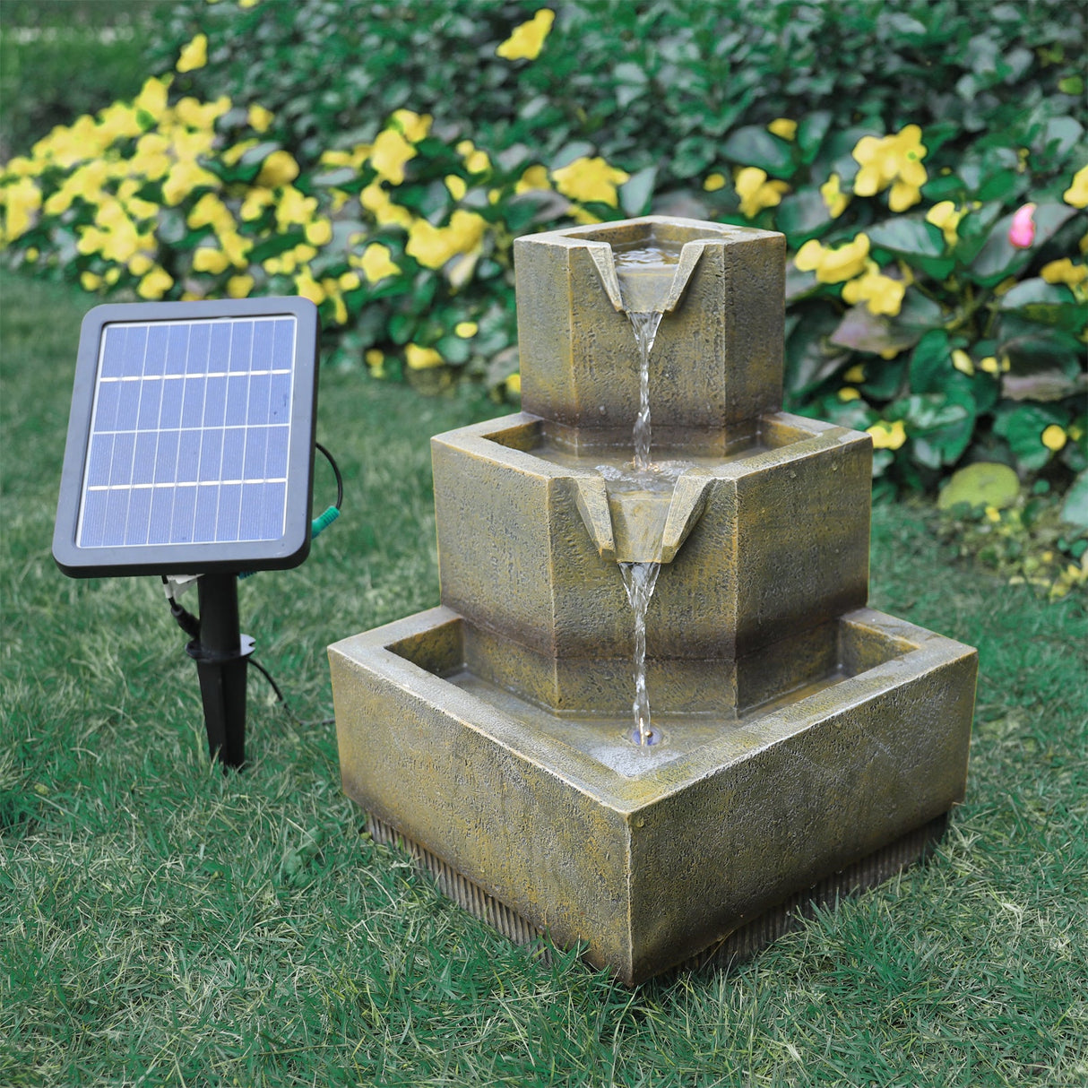 Multi-Tier Modern Garden Fountain with LED Lights – Living and Home