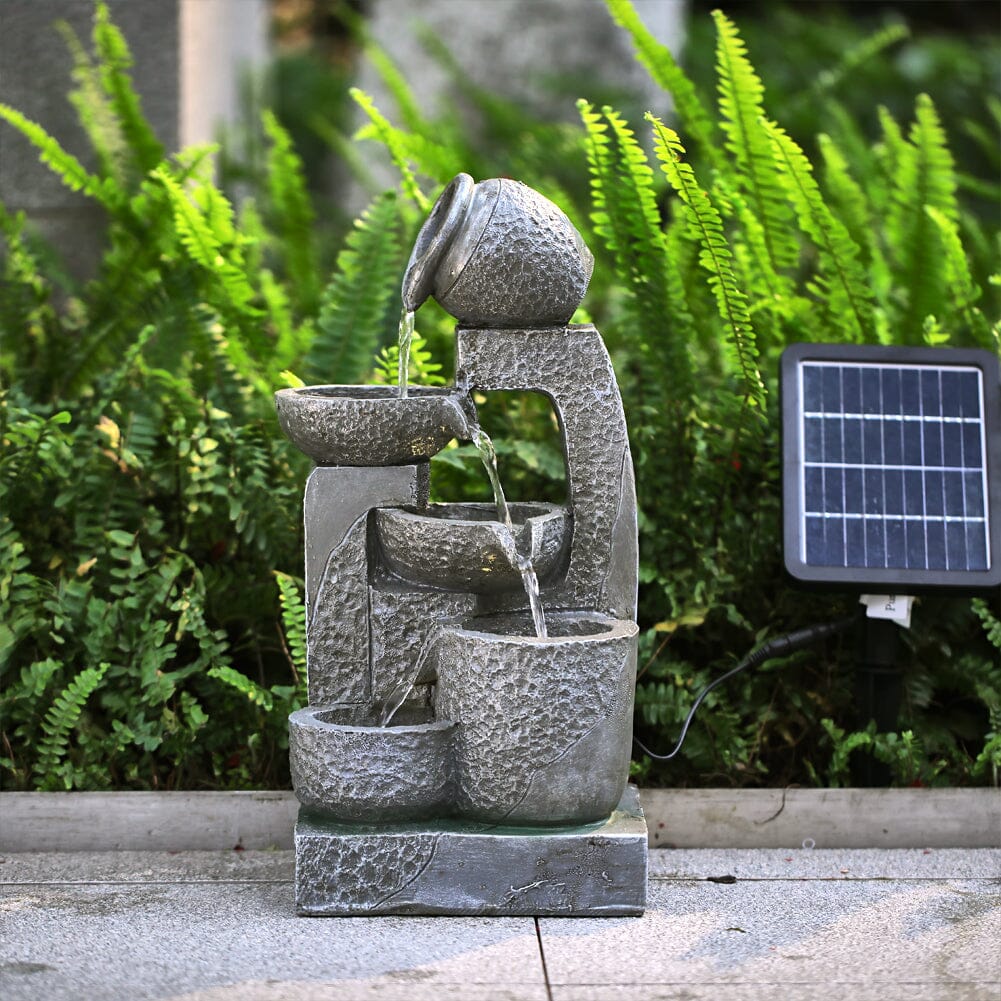 Cascade Solar-powered 5 Tier Water Fountain for Outdoors – Living and Home