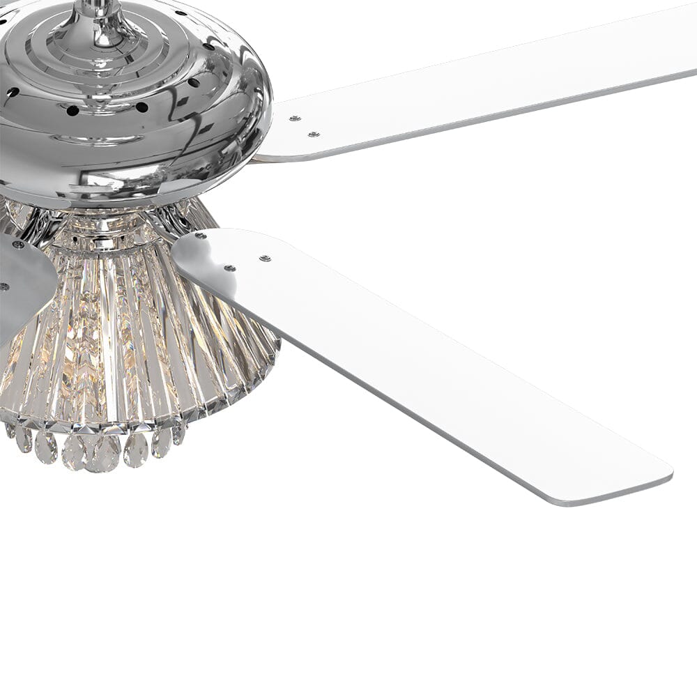 52Inch Silver Ceiling Fan with Light Crystal Droplets Chandelier ...