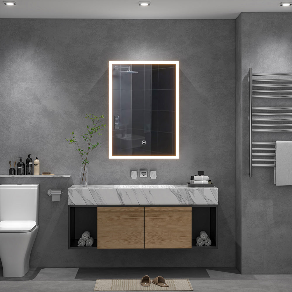 70cm Height Modern Rectangular LED Bathroom Mirror with Wall Mount Cab ...