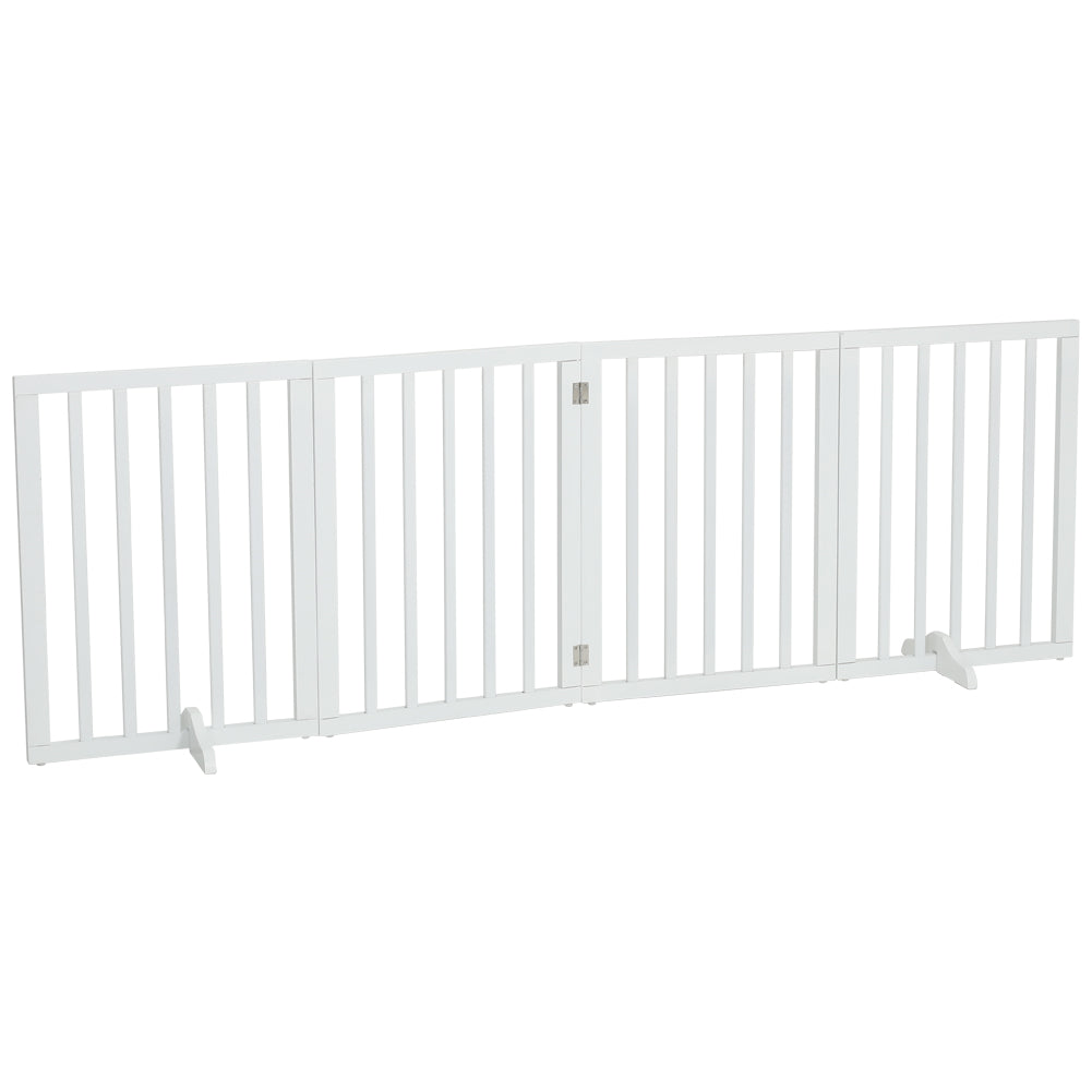 Folding Pet Gate 4 Panel Wooden Safety Gate with 360°Swivel Metal Hing ...