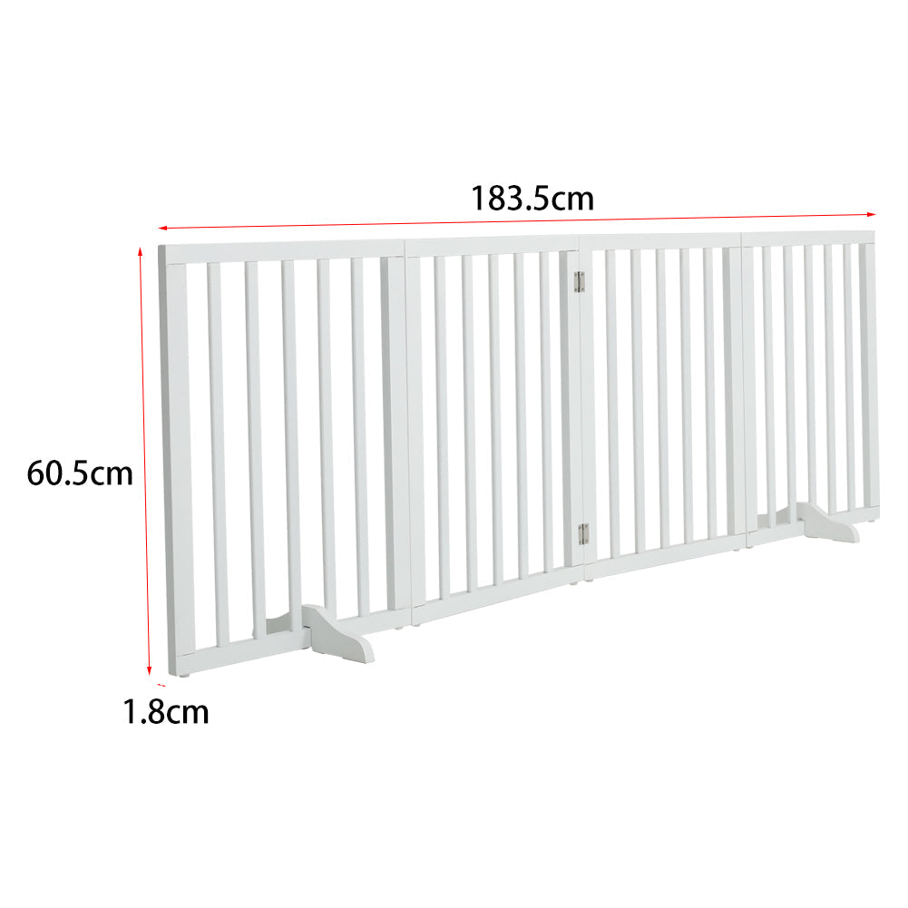 Folding Pet Gate 4 Panel Wooden Safety Gate with 360°Swivel Metal Hing ...