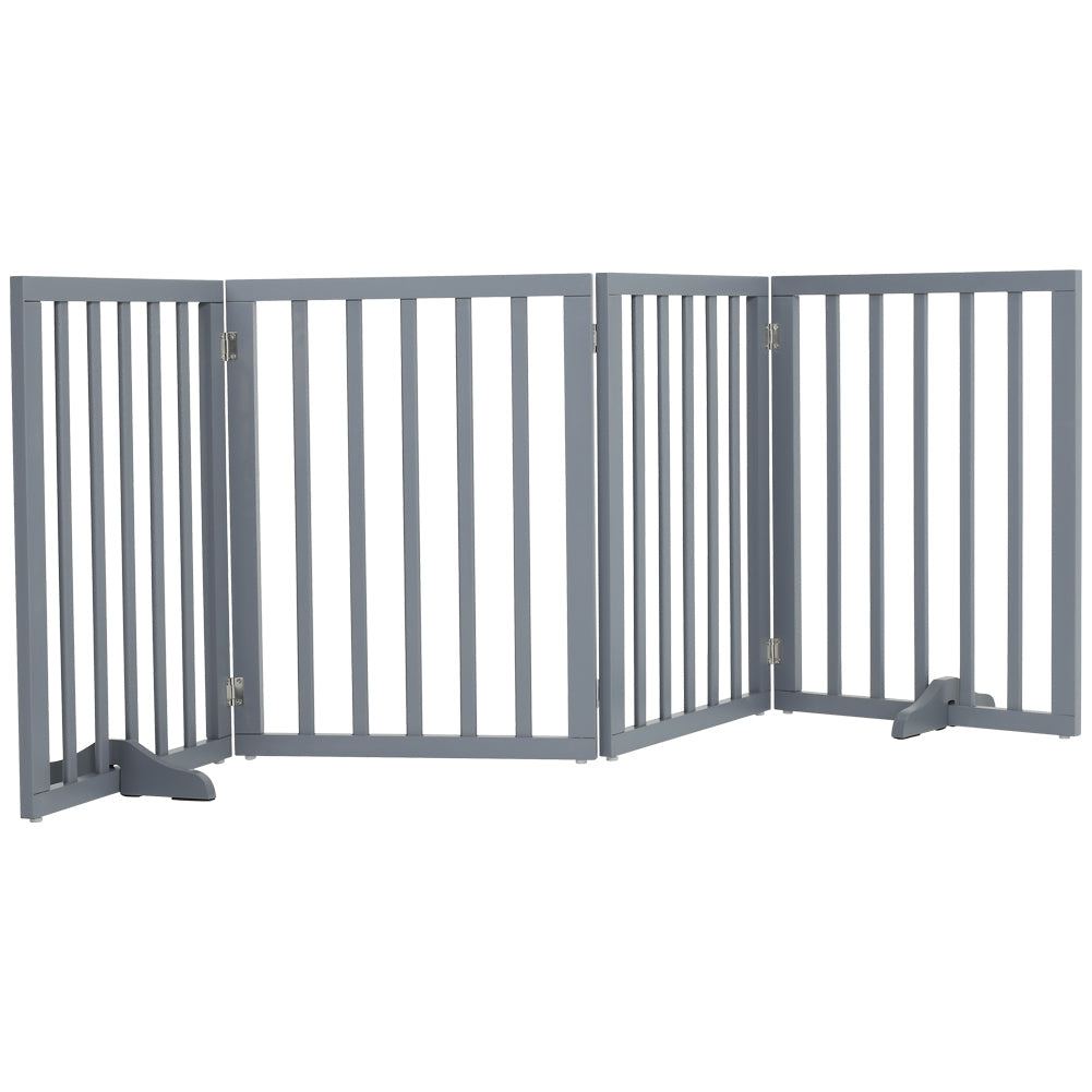 Folding Pet Gate 4 Panel Wooden Safety Gate with 360°Swivel Metal Hing ...