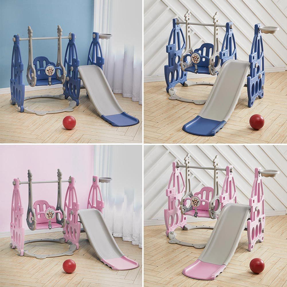 153cm W 3 in 1 Kids Swing and Slide Set Toddler Climber Playset ...