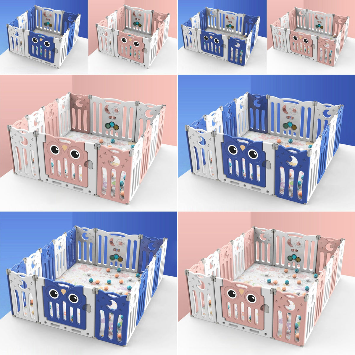 63cm H Kids Safety Play Yard Blue Foldable Home Activity Center ...