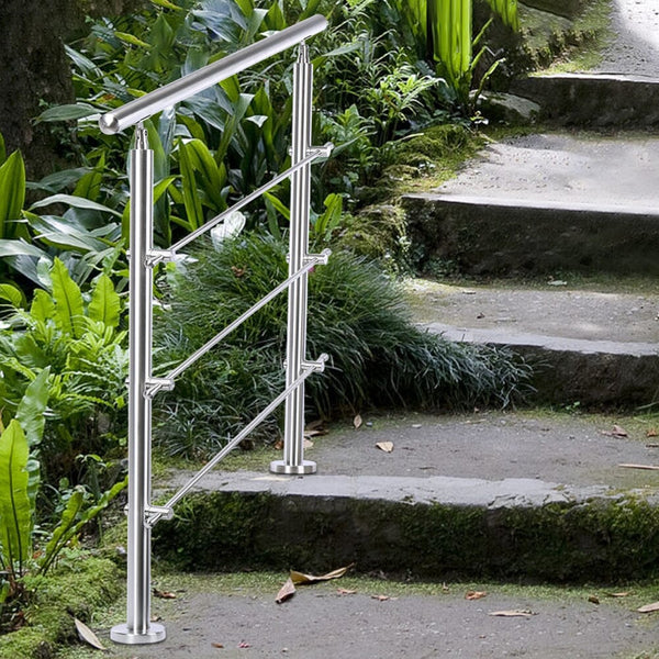Silver Floor Mount Stainless Steel Handrail for Slopes and Stairs ...