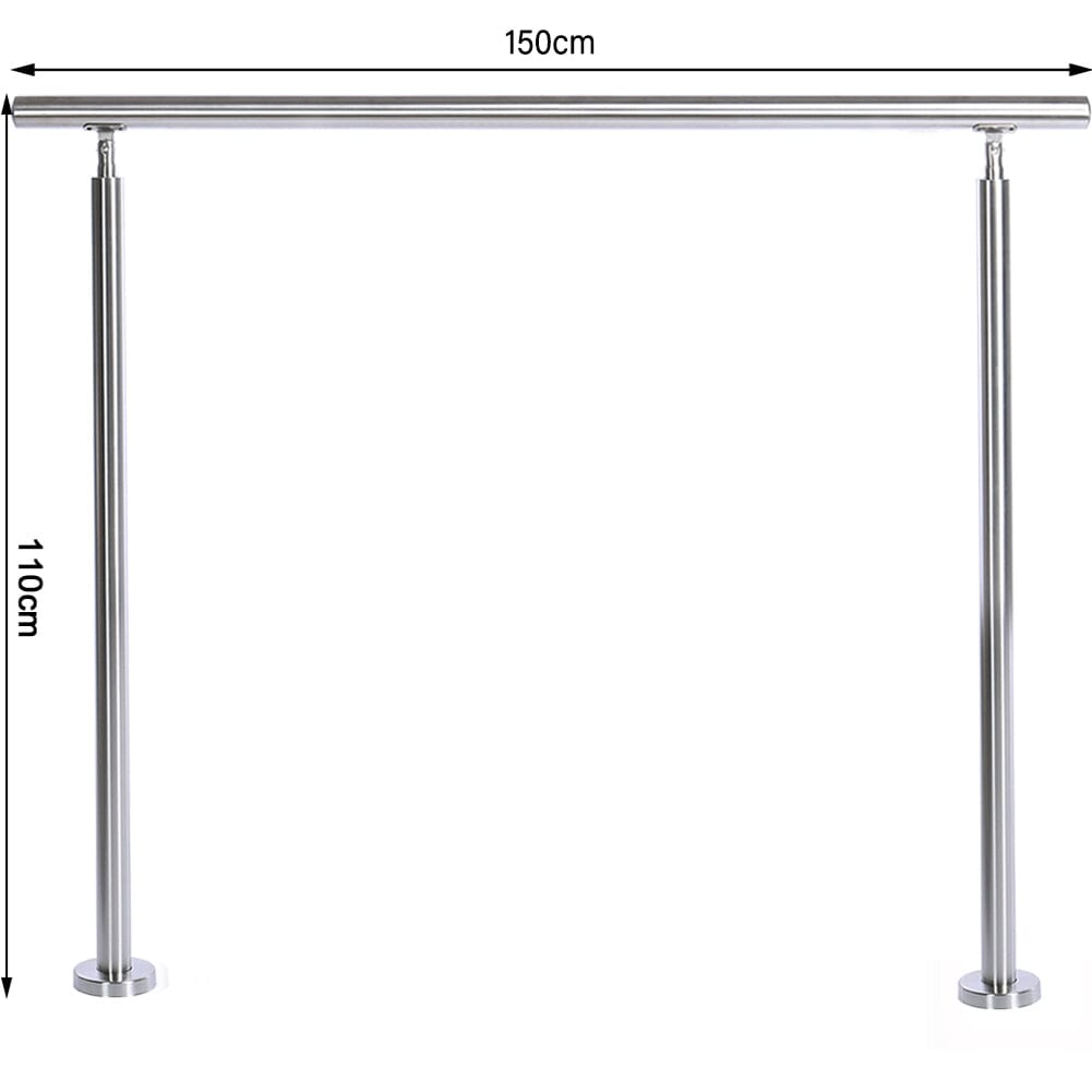 150cm Wide Silver Floor Mount Stainless Steel Handrail for Slopes and ...