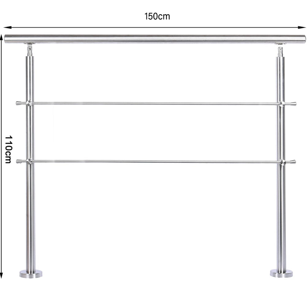 150cm Wide Silver Floor Mount Stainless Steel Handrail for Slopes and ...