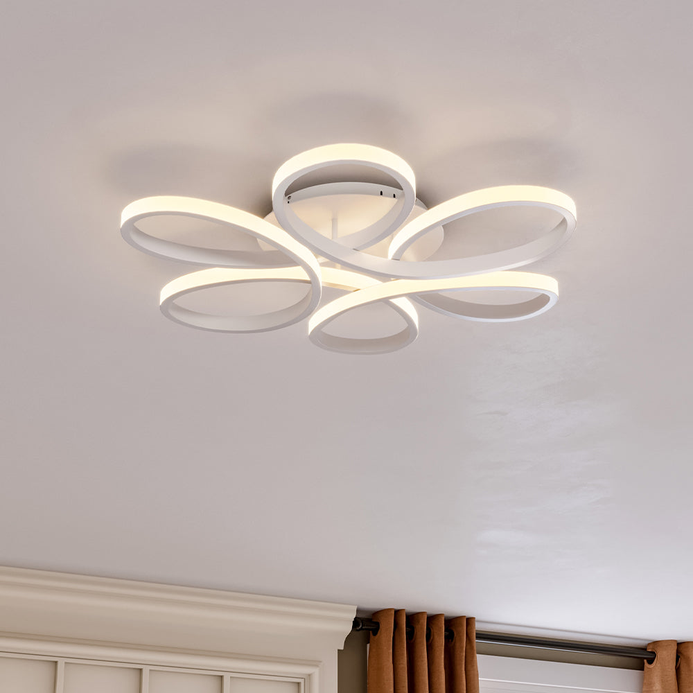 Floral 6 Rings Modern LED Ceiling Light Dimmable with Remote Control ...