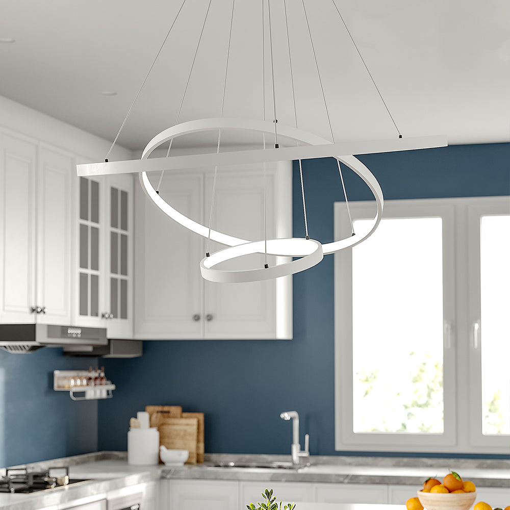 Modern LED Pendant with 3 Circle Rings - Dimmable – Living and Home