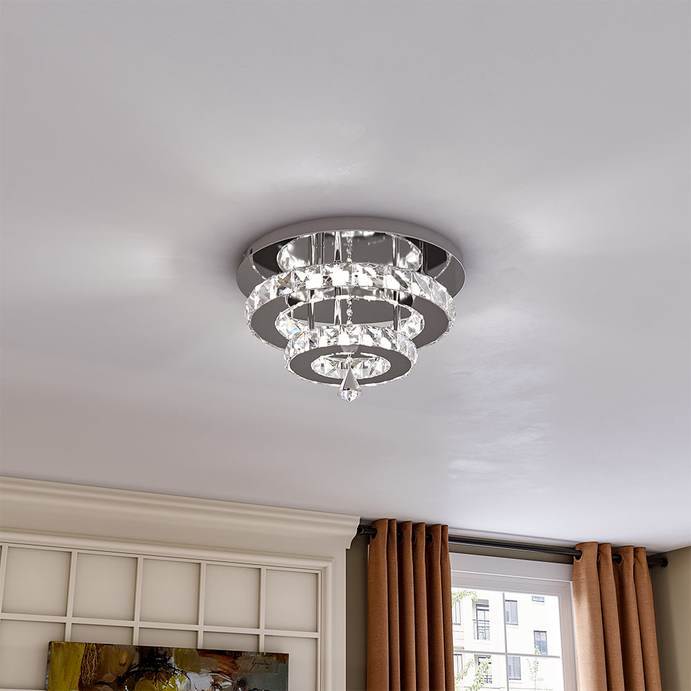 30cm W Stacked LED Ceiling Light with Crystal Rims Energy Saving ...
