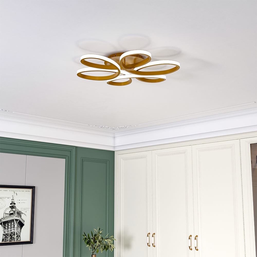 Golden Frame Modern Cool White LED Chandelier Ceiling Light – Living ...