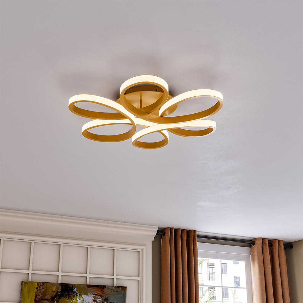 Golden Frame Modern Cool White LED Chandelier Ceiling Light – Living ...