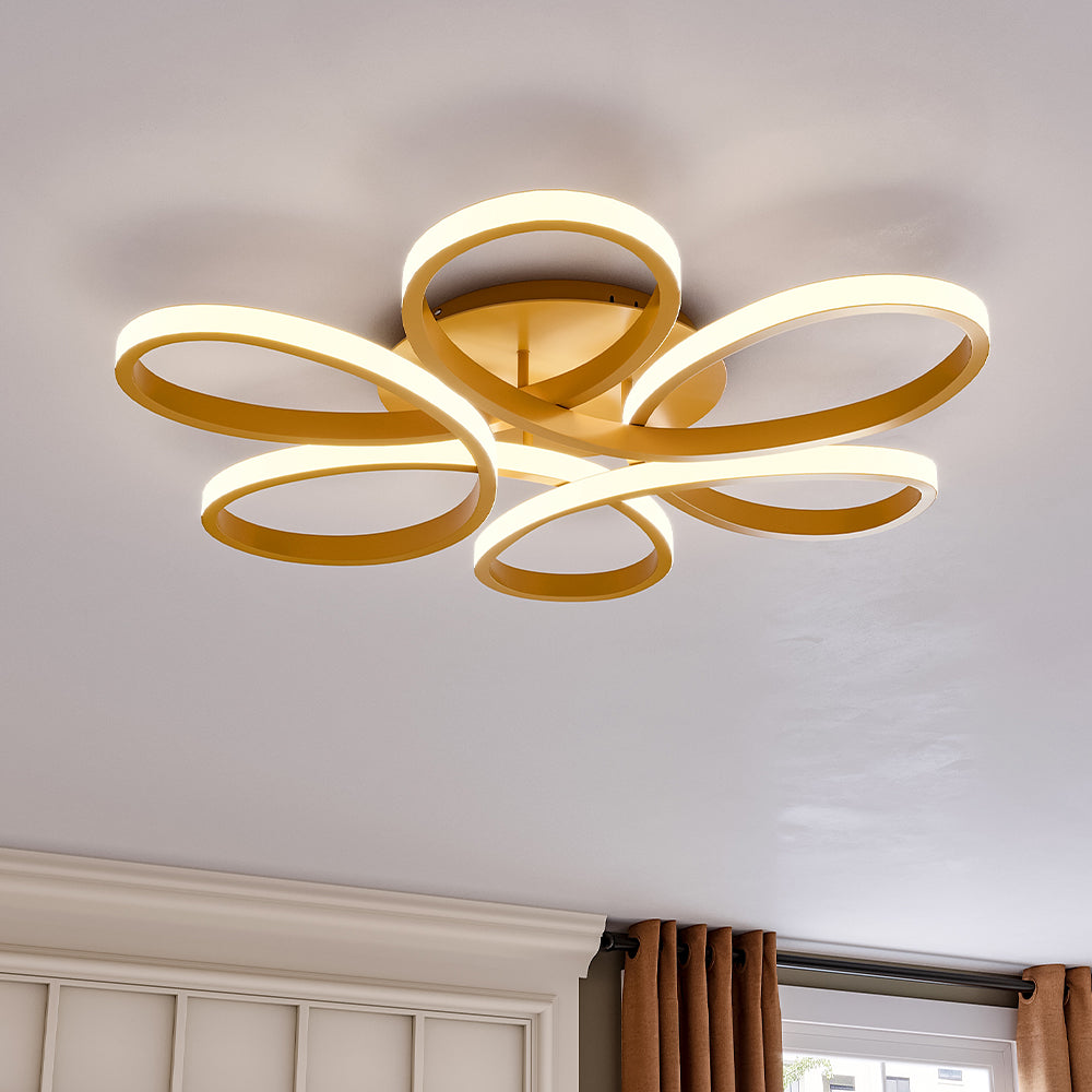 Golden Frame Modern Cool White LED Chandelier Ceiling Light – Living ...