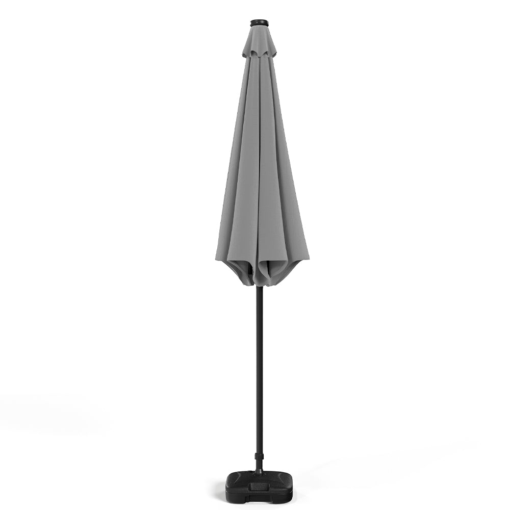 Light Grey 3m Iron Garden Parasol Sun Umbrella With Solar LED Lights ...