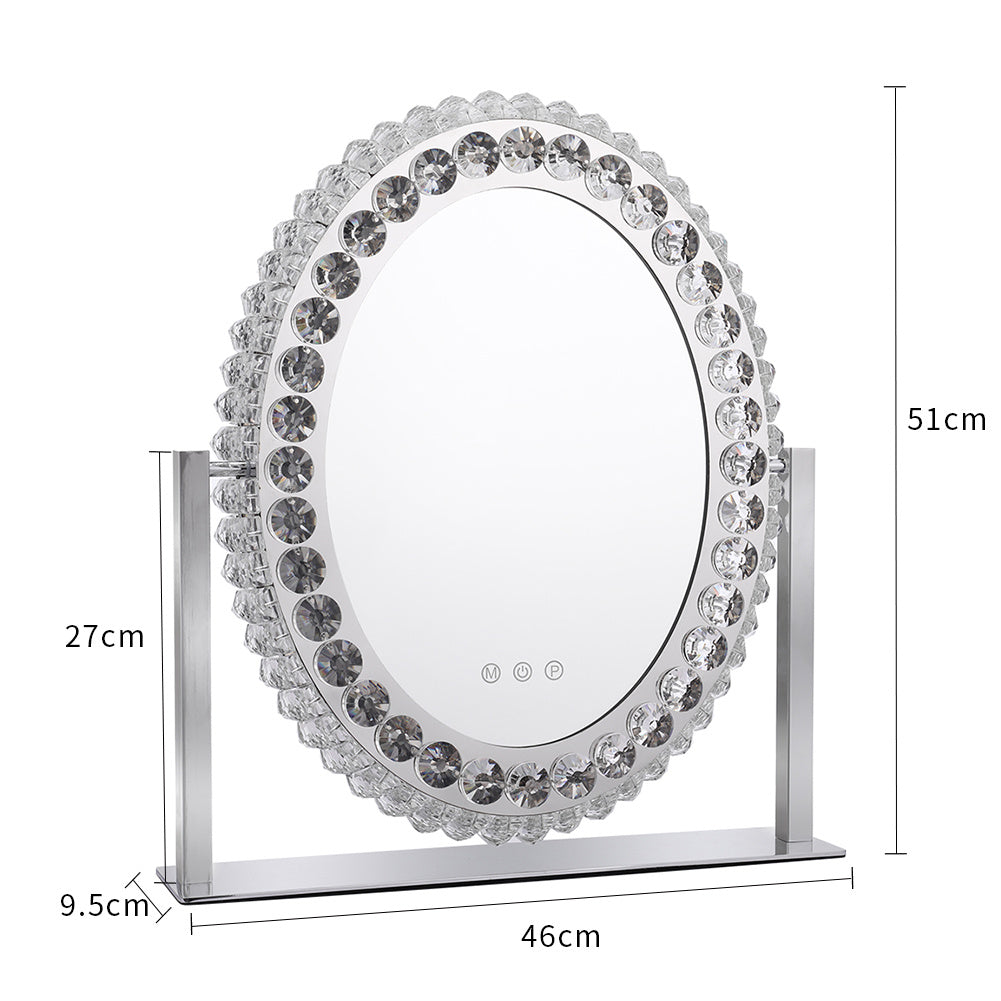 51cm H Hollywood LED Oval Makeup Mirror with Luxury Crystal – Living ...
