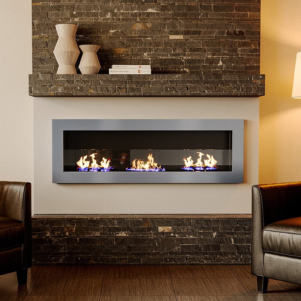 35/47 Inch Indoor Bio Ethanol Fireplace 3 Stoves Wall Mounted Heater ...