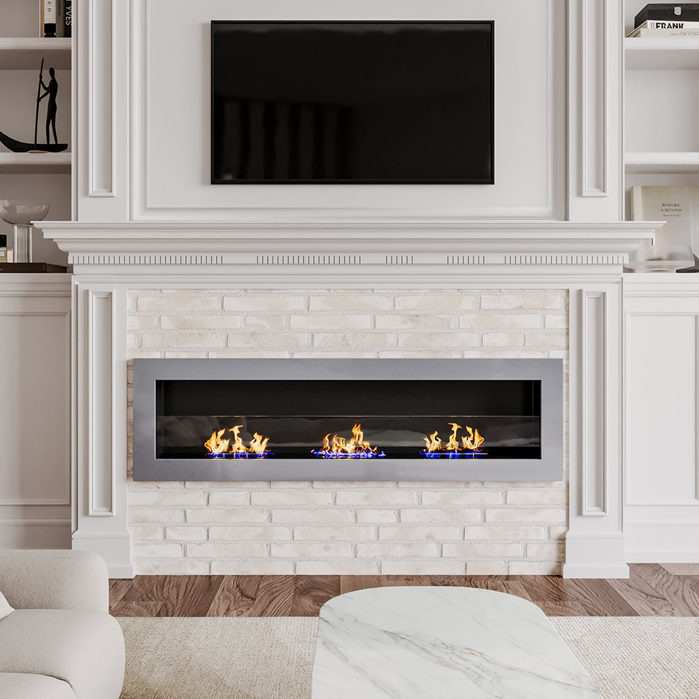 55 Inch Bio Ethanol Fireplace Wall Mounted Insert Biofire 4 Colour Opt ...