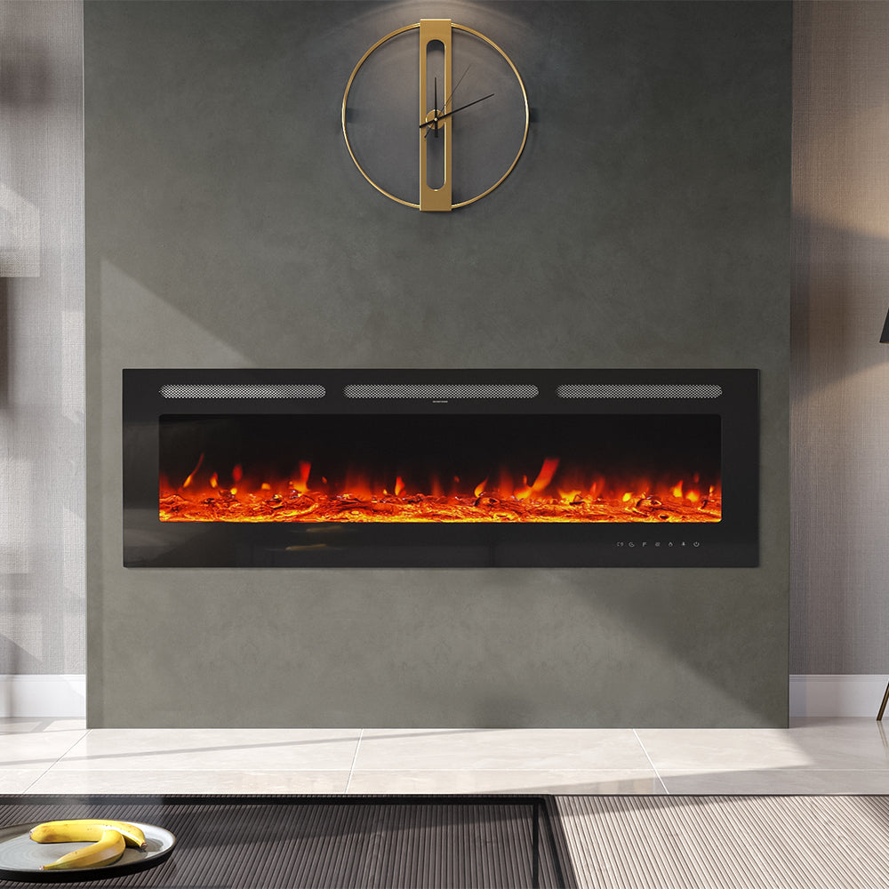 Smallbee 70/80 Inch Inset Electric Fireplace Built-In Heater with 9 Fl ...