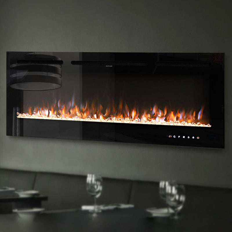 70/80/100 Inch Inset Electric Fireplace Built-In Heater with 9 Flame C ...