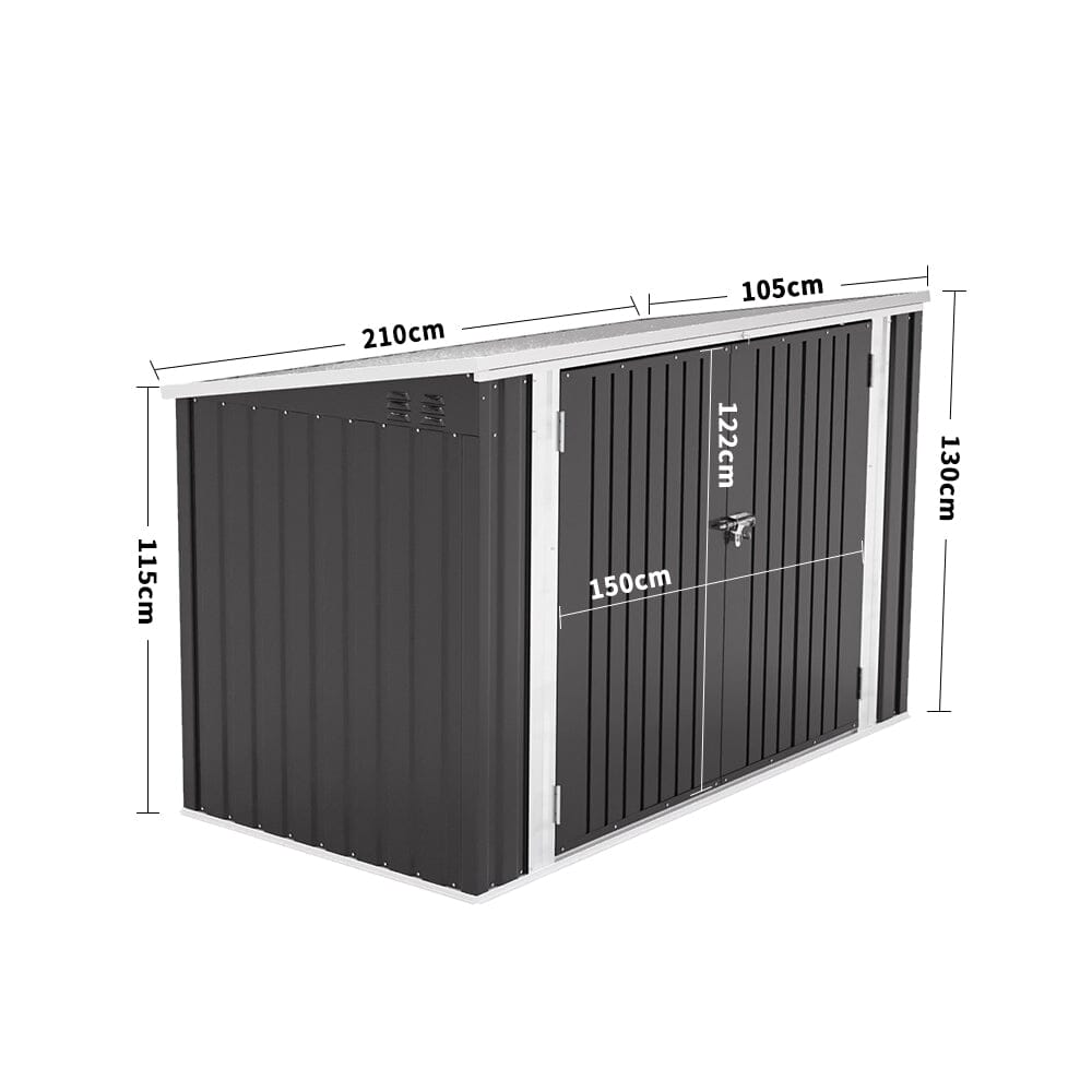 7ft Steel Bike Shed Lockable Garden Storage Shed – Living and Home